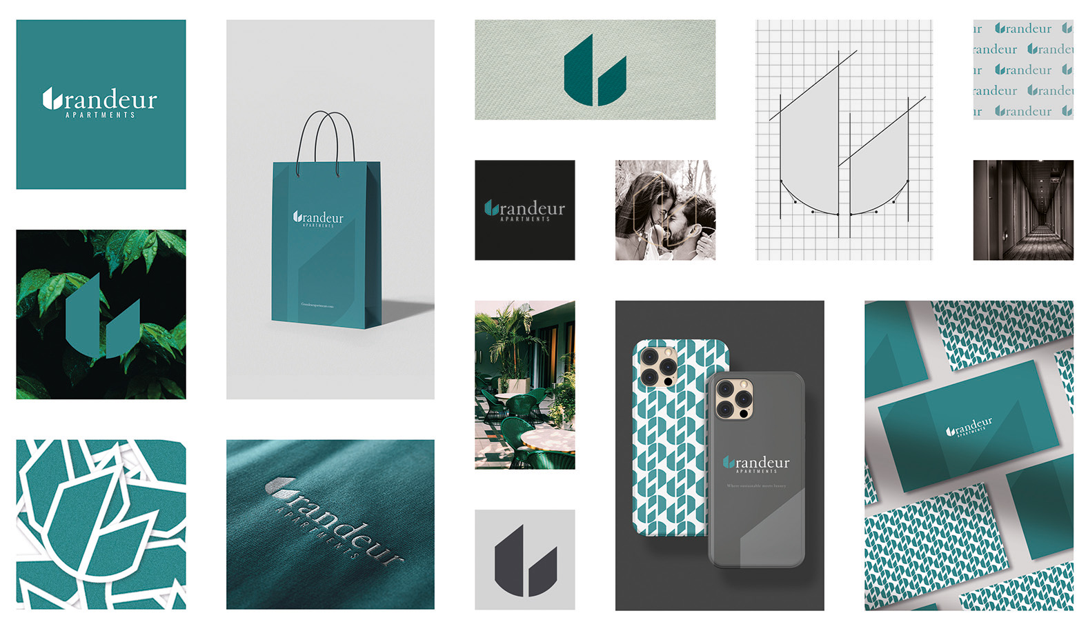 Identity grid board for Grandeur Apartments! - Eon Graphics